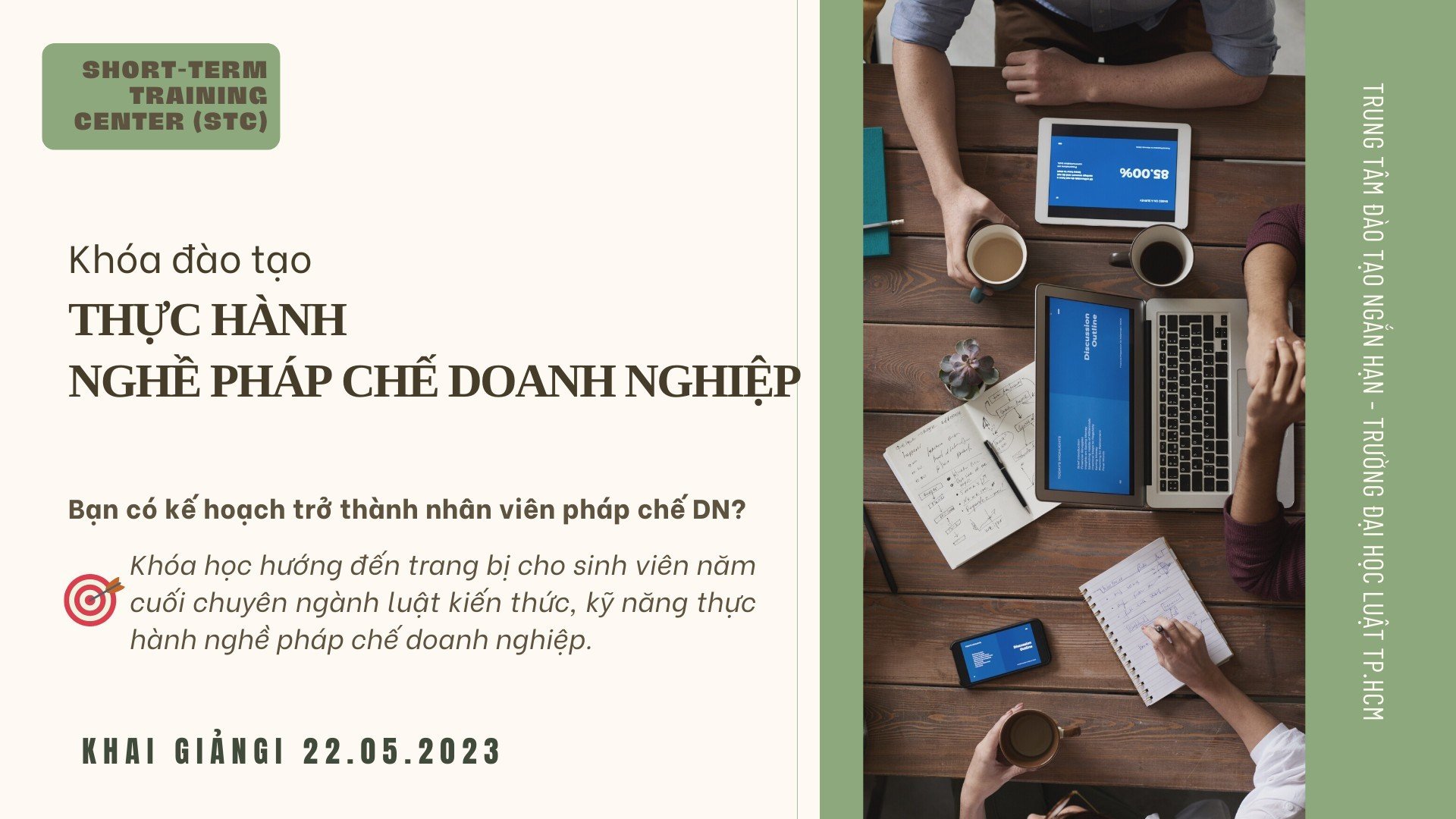 Trung tâm Đào tạo ngắn hạn chiêu sinh khóa học "Thực hành nghề pháp chế doanh nghiệp"